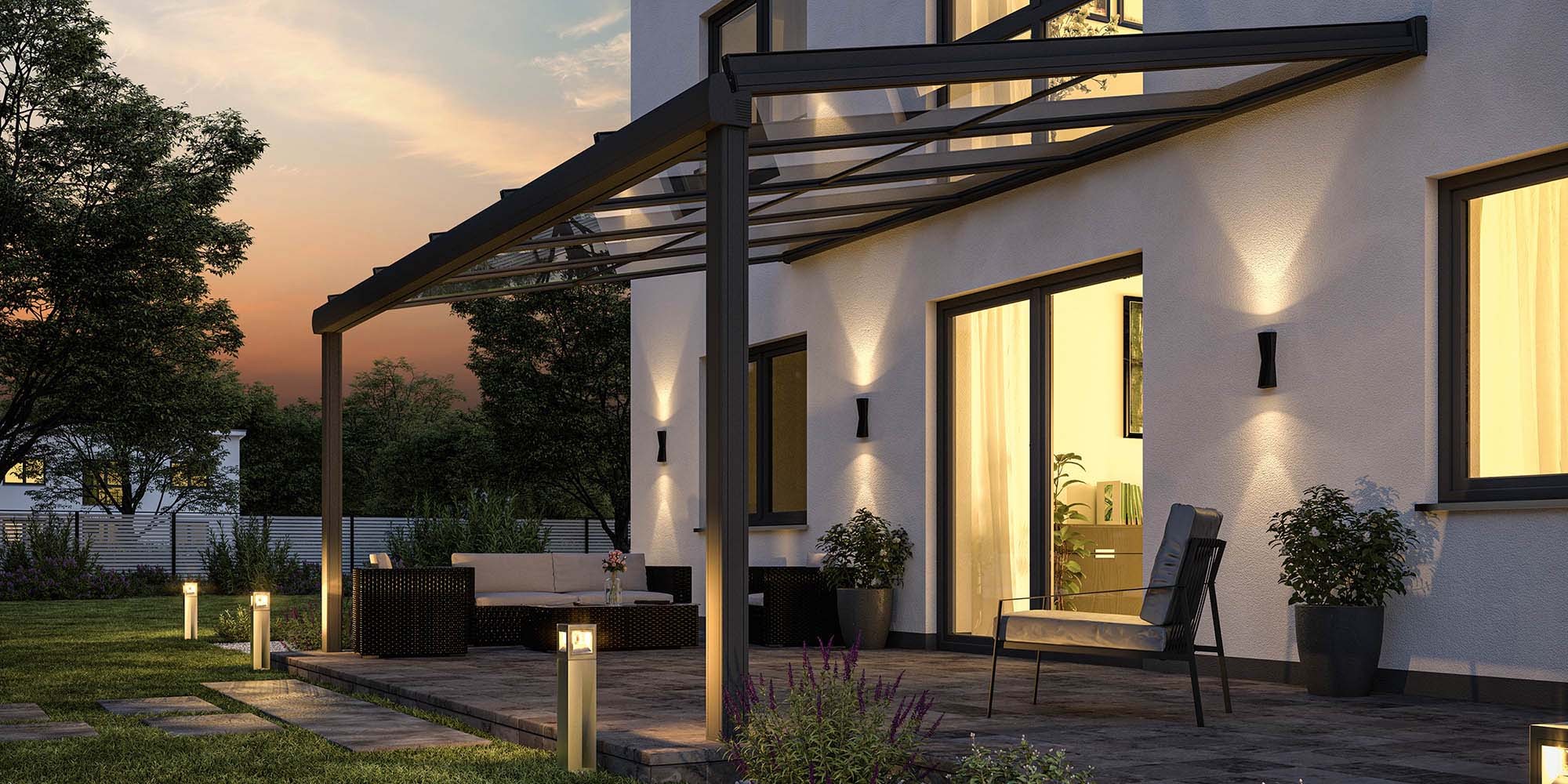 Dachy szklane M-Vetro Poznań - pergola ze szklanym dachem | Decosquare