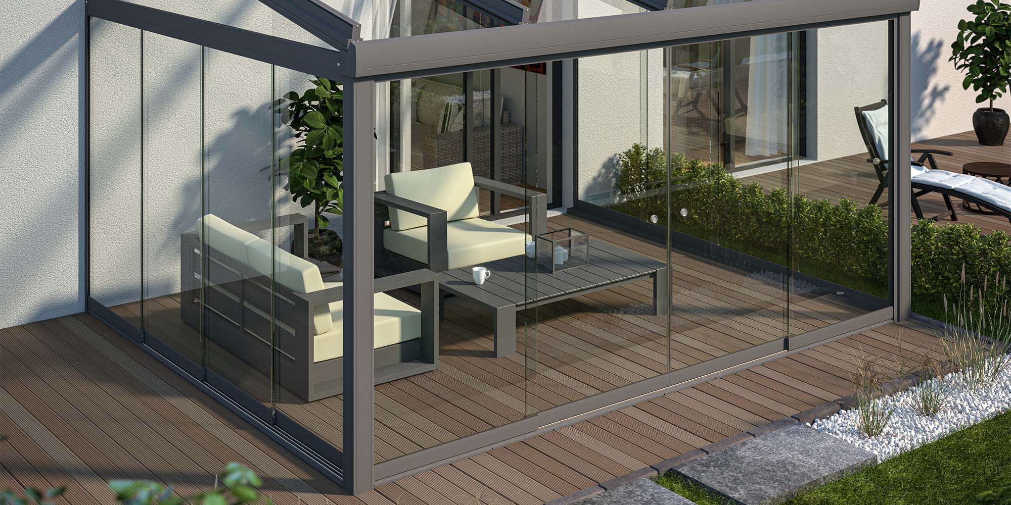 Dachy szklane M-Vetro Poznań - pergola ze szklanym dachem | Decosquare